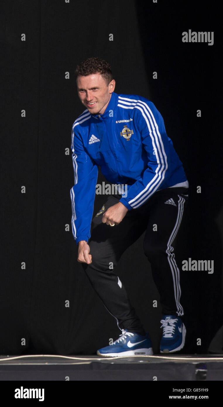 Northern Ireland's Corry Evans during the homecoming at the Titanic ...