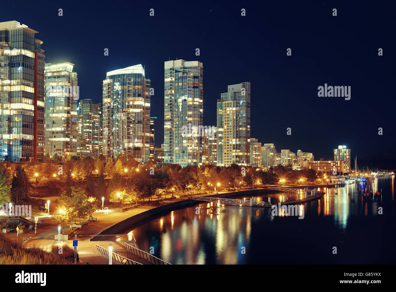 Vancouver city at night in Canada Stock Photo - Alamy