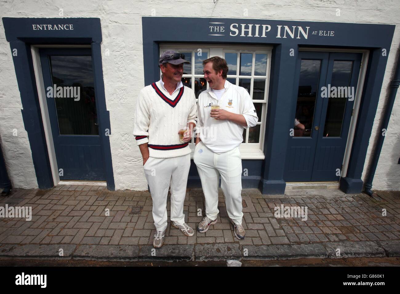 During the beach cricket match in elie hi-res stock photography and ...