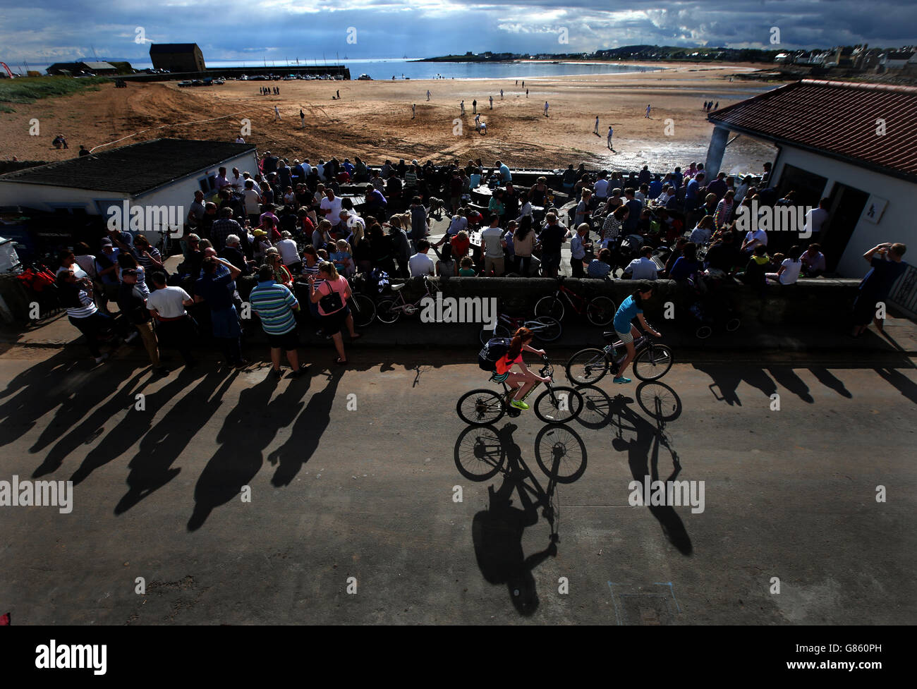 During the beach cricket match in elie hi-res stock photography and ...
