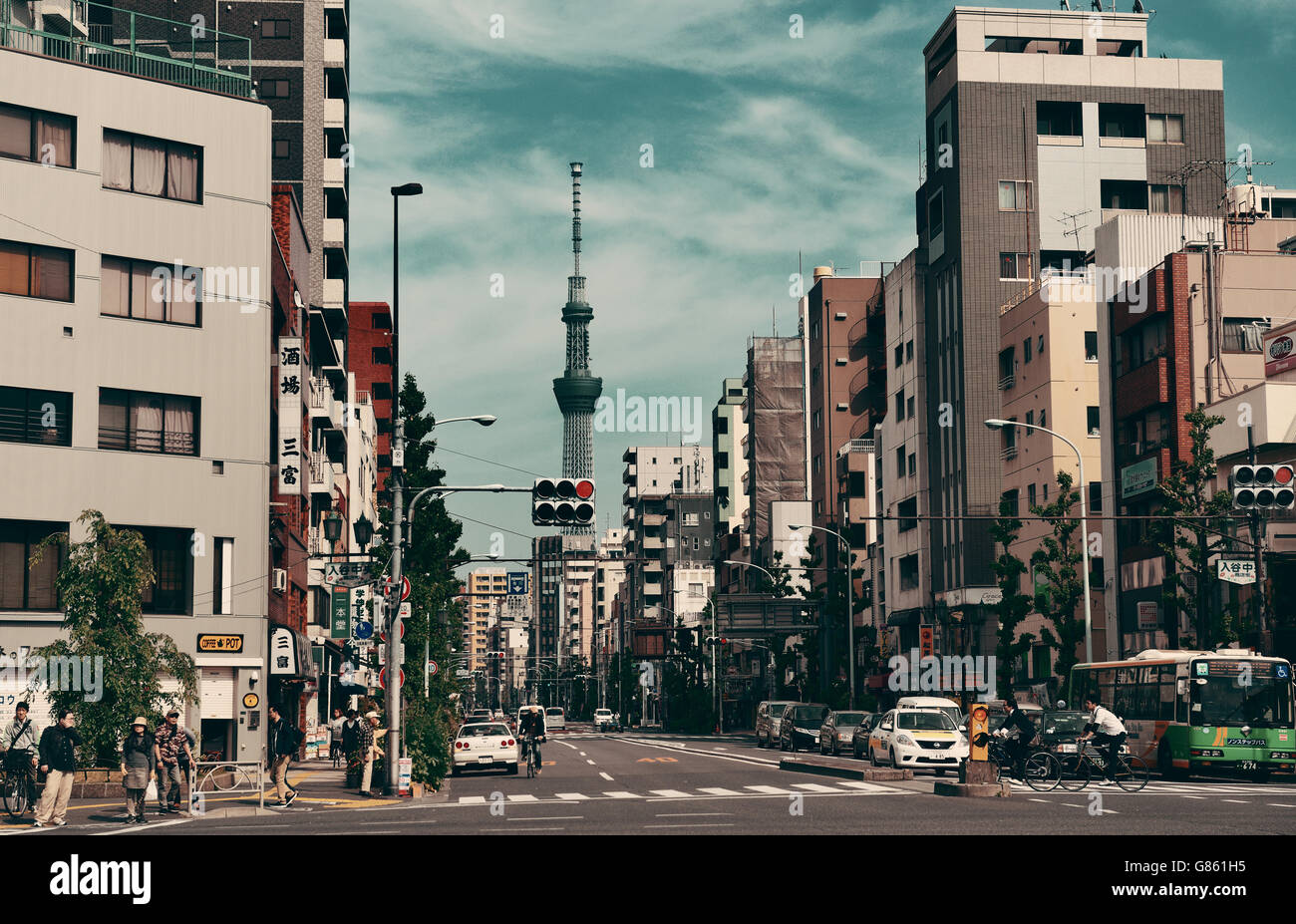 TOKYO, JAPAN - MAY 15: Street view with Skytree on May 15, 2013 in ...
