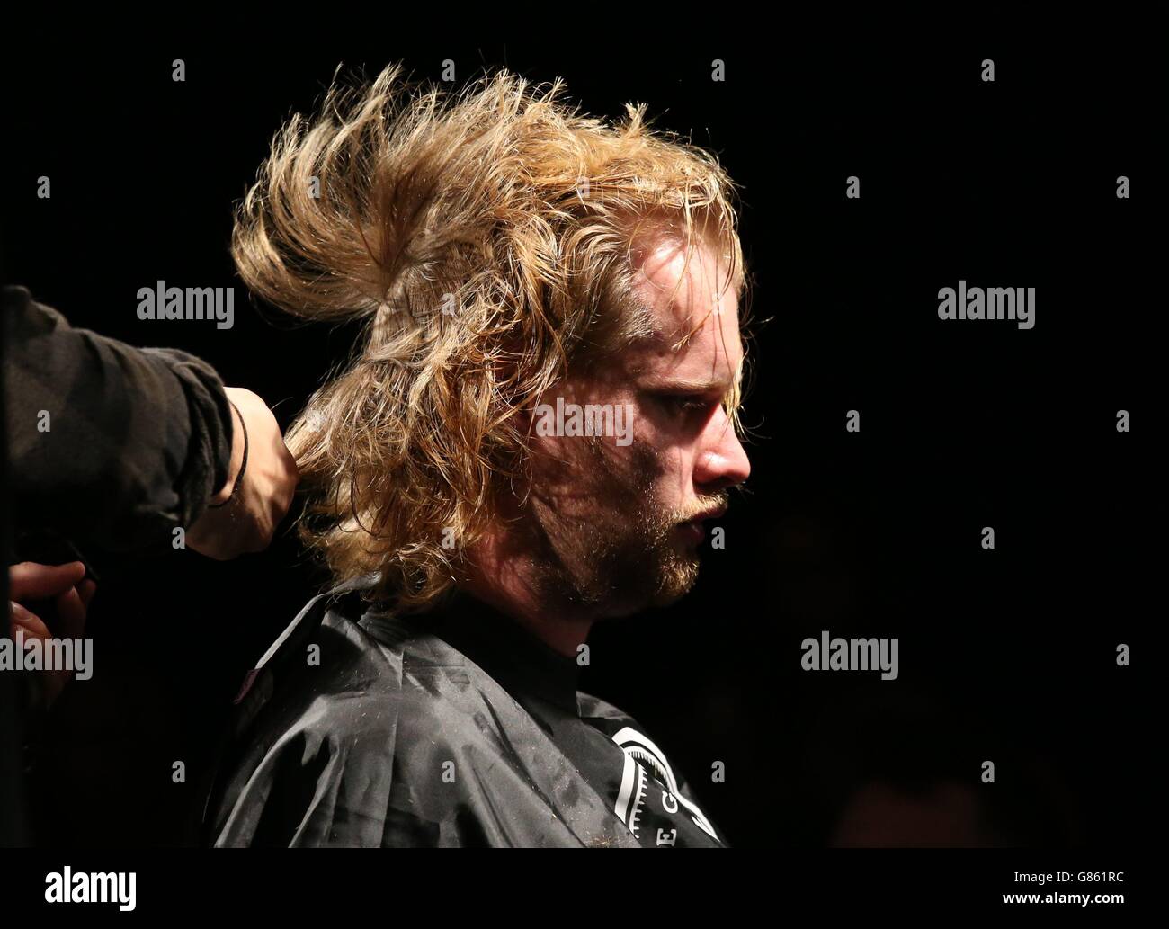 Barber Graeme Macaskill cuts Kevin Spalding's hair at the Great British ...