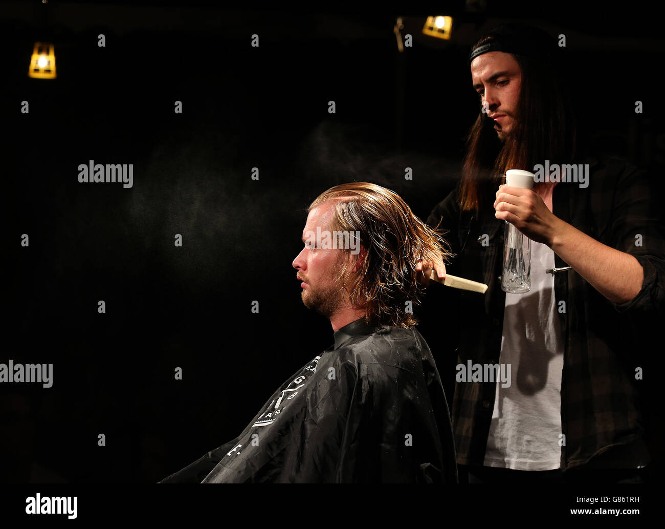 Barber Graeme Macaskill cuts Kevin Spalding's hair at the Great British ...