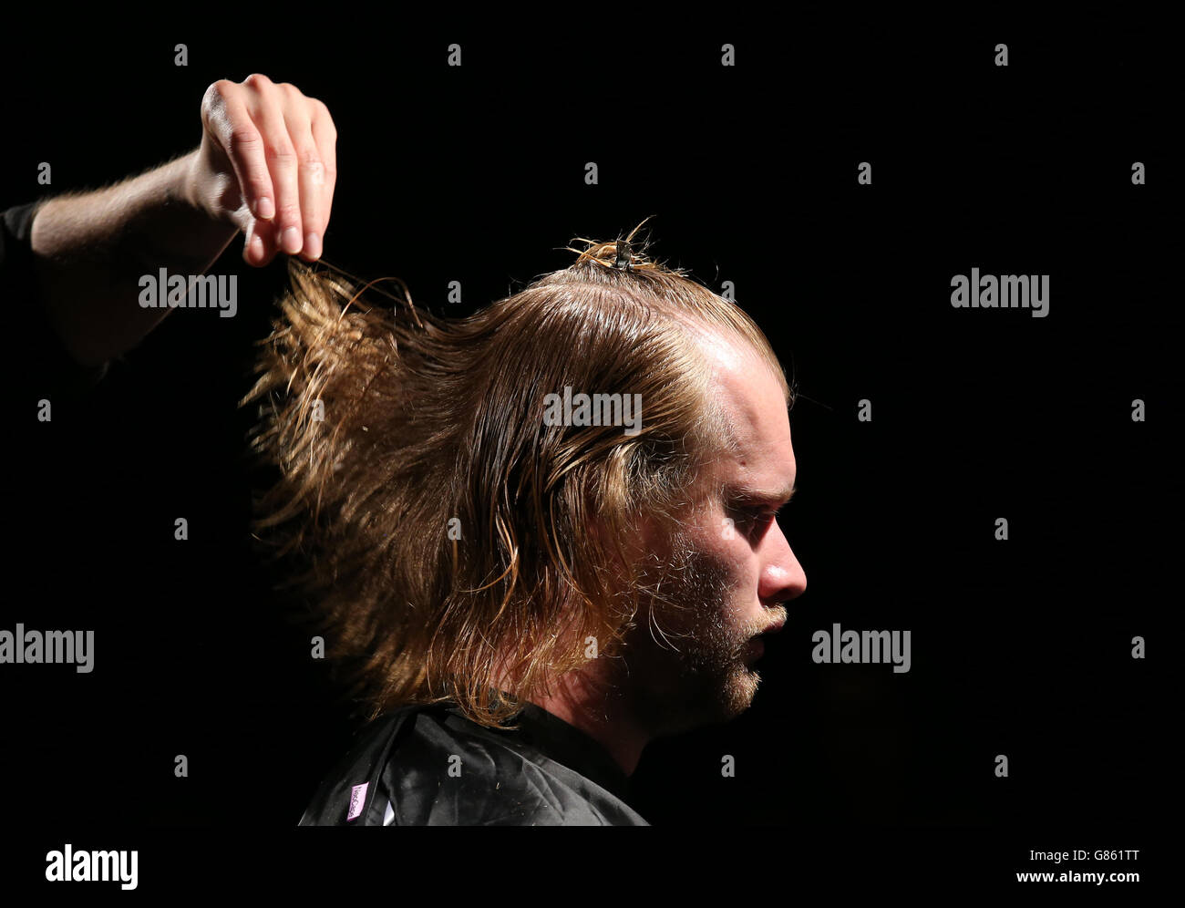 Barber Graeme Macaskill cuts Kevin Spalding's hair at the Great British ...