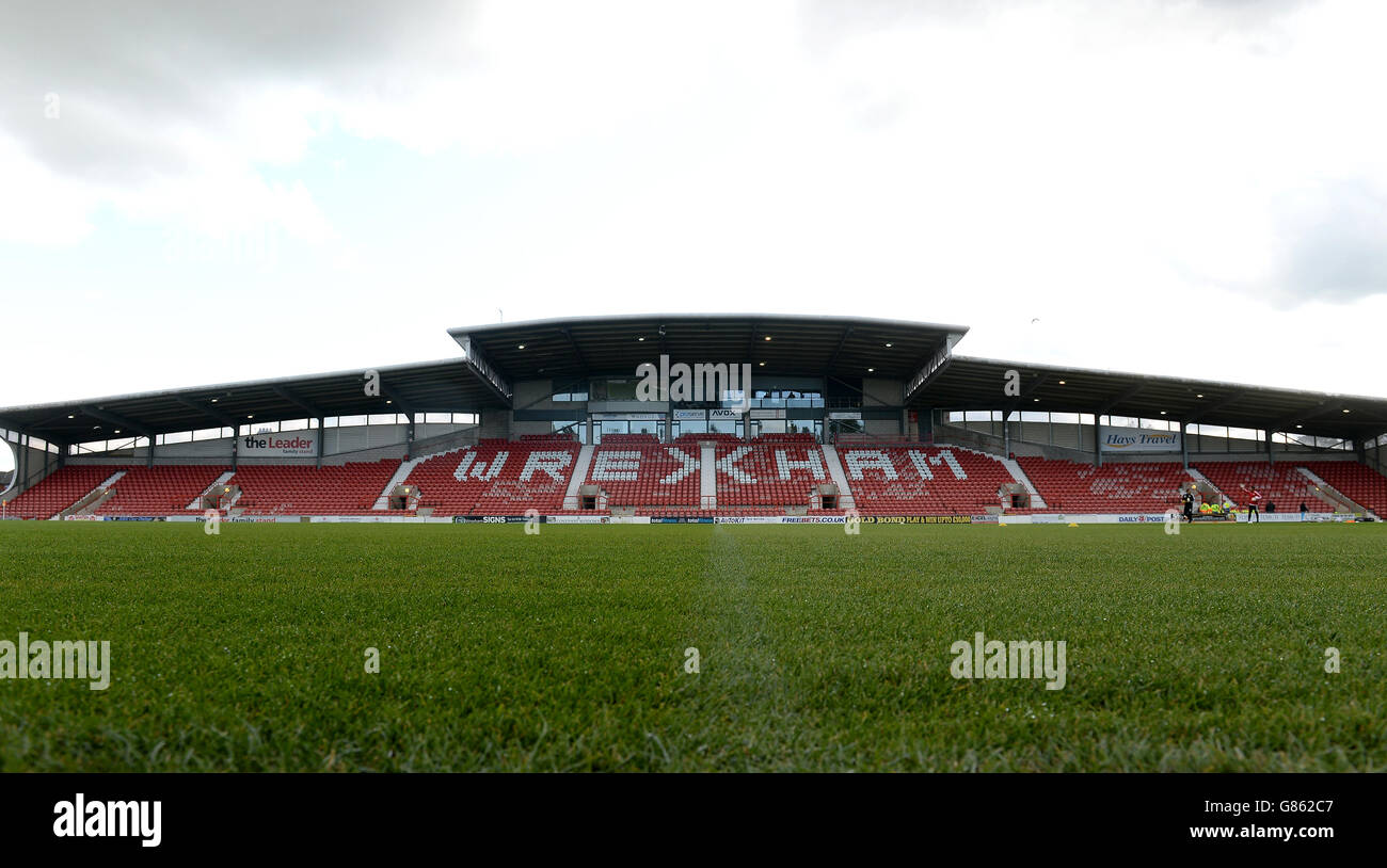 A General view of the Racecourse Ground before the game between Wrexham ...