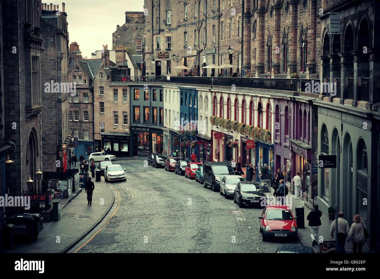 EDINBURGH, UK - OCT 8: City street view with traffic on October 8, 2013 ...