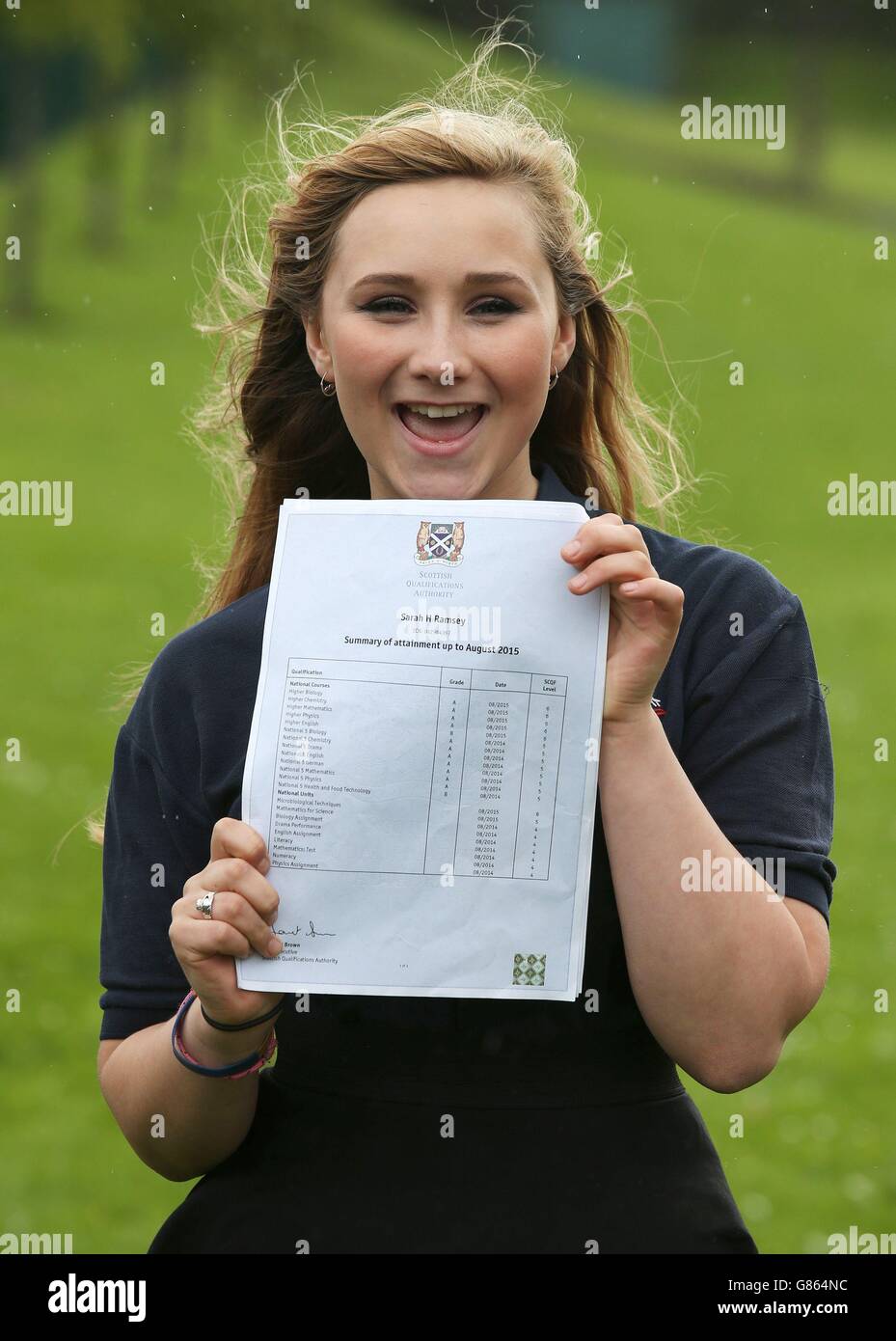 Sarah Ramsay from Craigmount High School in Edinburgh celebrates after ...