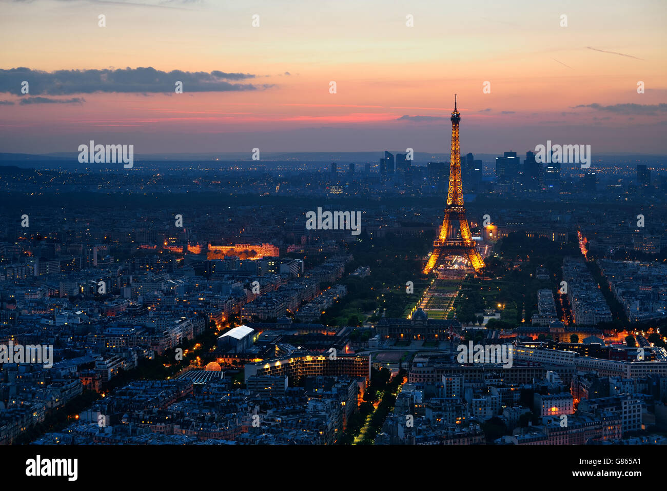 PARIS, FRANCE - MAY 13: Eiffel Tower and city at night on May 13, 2015 ...