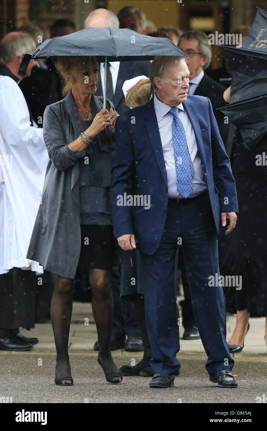 Dennis Waterman and wife Pam Flint leave Reading Crematorium following ...