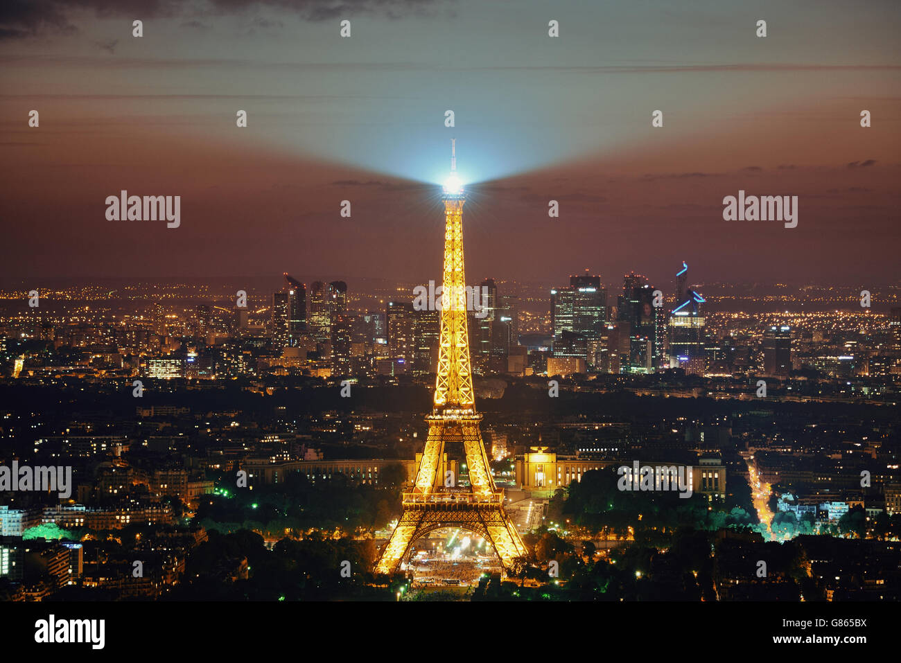 PARIS, FRANCE - MAY 13: Eiffel Tower and city at night on May 13, 2015 ...