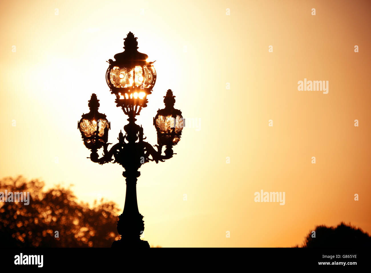 Vintage lamp post on Alexandre III bridge in Paris, France Stock Photo ...