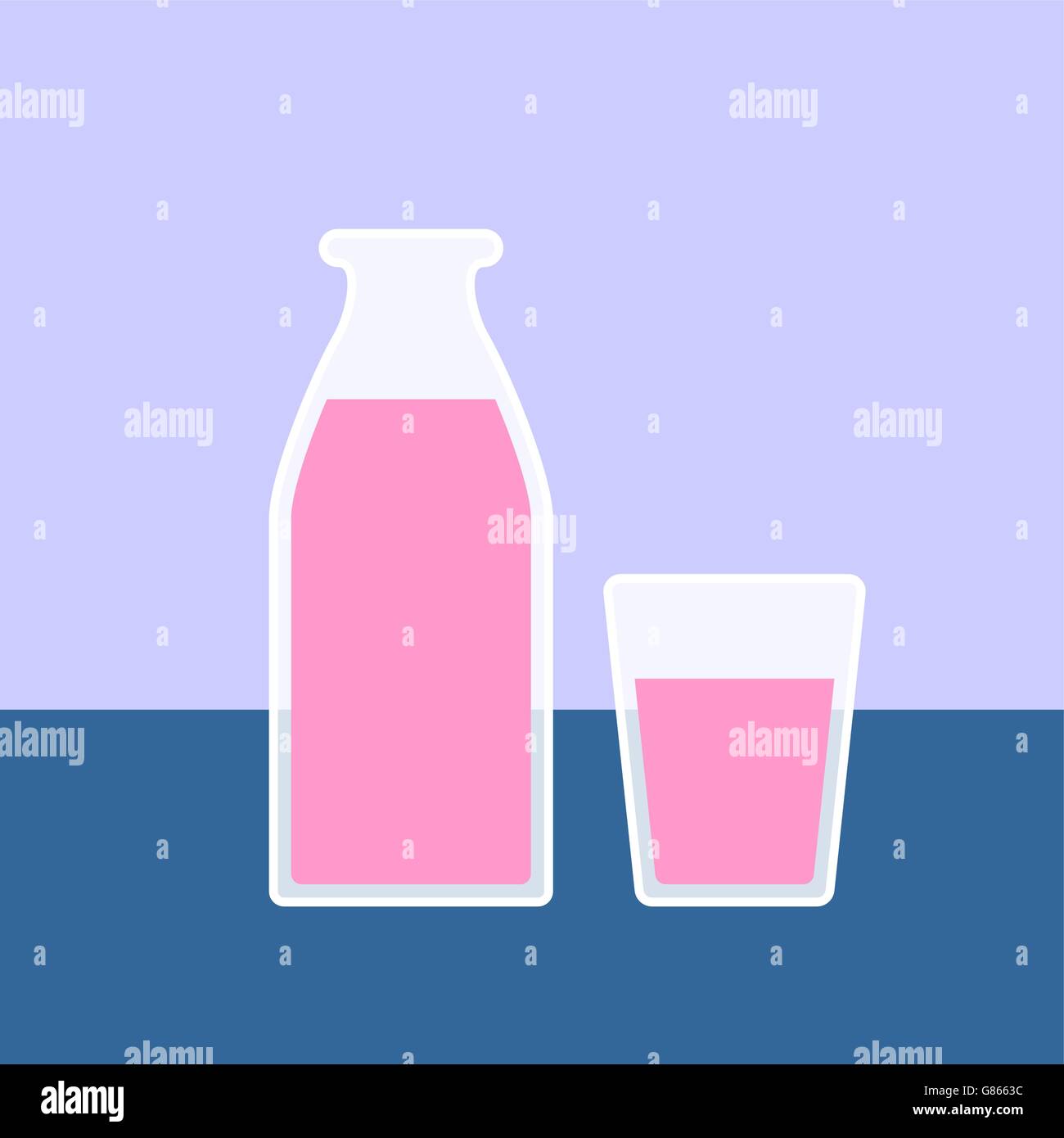 Bottle of strawberry milk and glass of strawberry milk vector ...