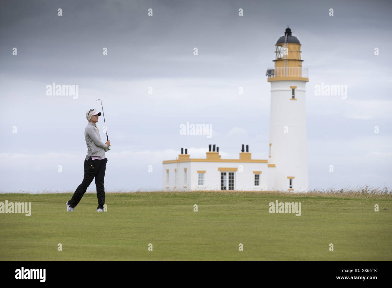 Sweden's Anna Nordqvist plays her approach shot to the 9th hole with ...