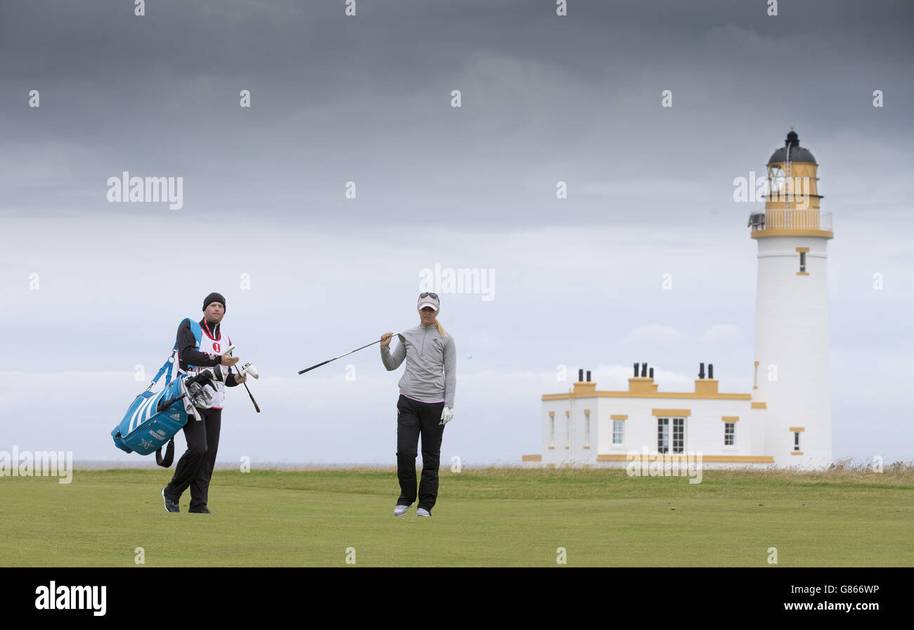 Sweden's Anna Nordqvist plays her approach shot to the 9th hole with ...