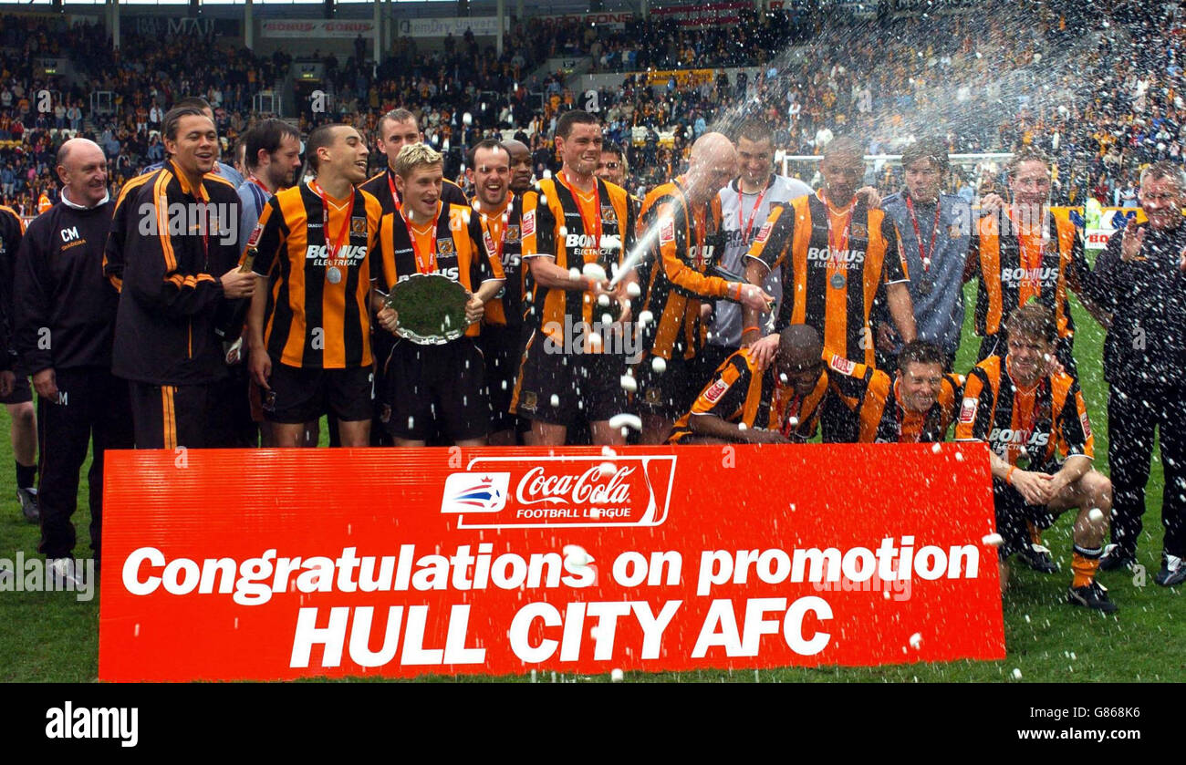 Hull city celebrate promotion to the championship hi-res stock ...