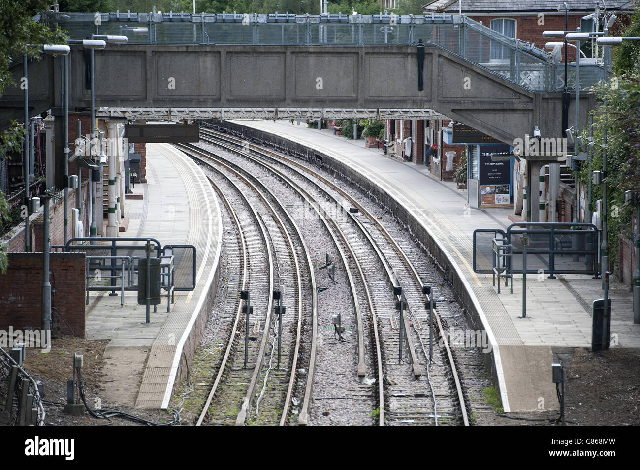 Empty tracks at Epping Underground Station in Essex as commuters and ...