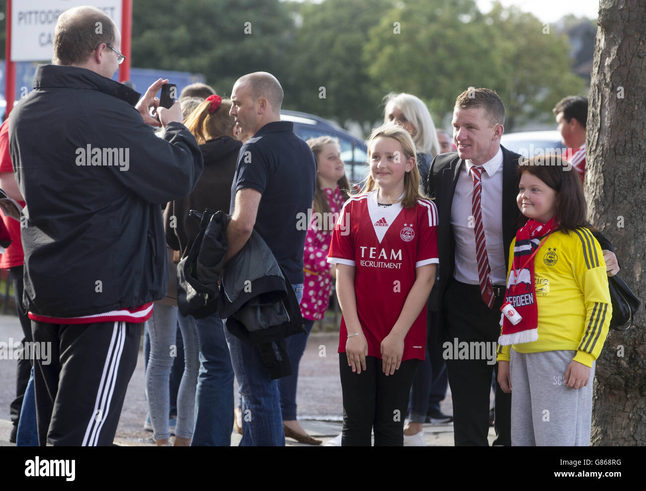 Aberdeen's Jonny Hayes poses with fans before the Europa League, Third ...