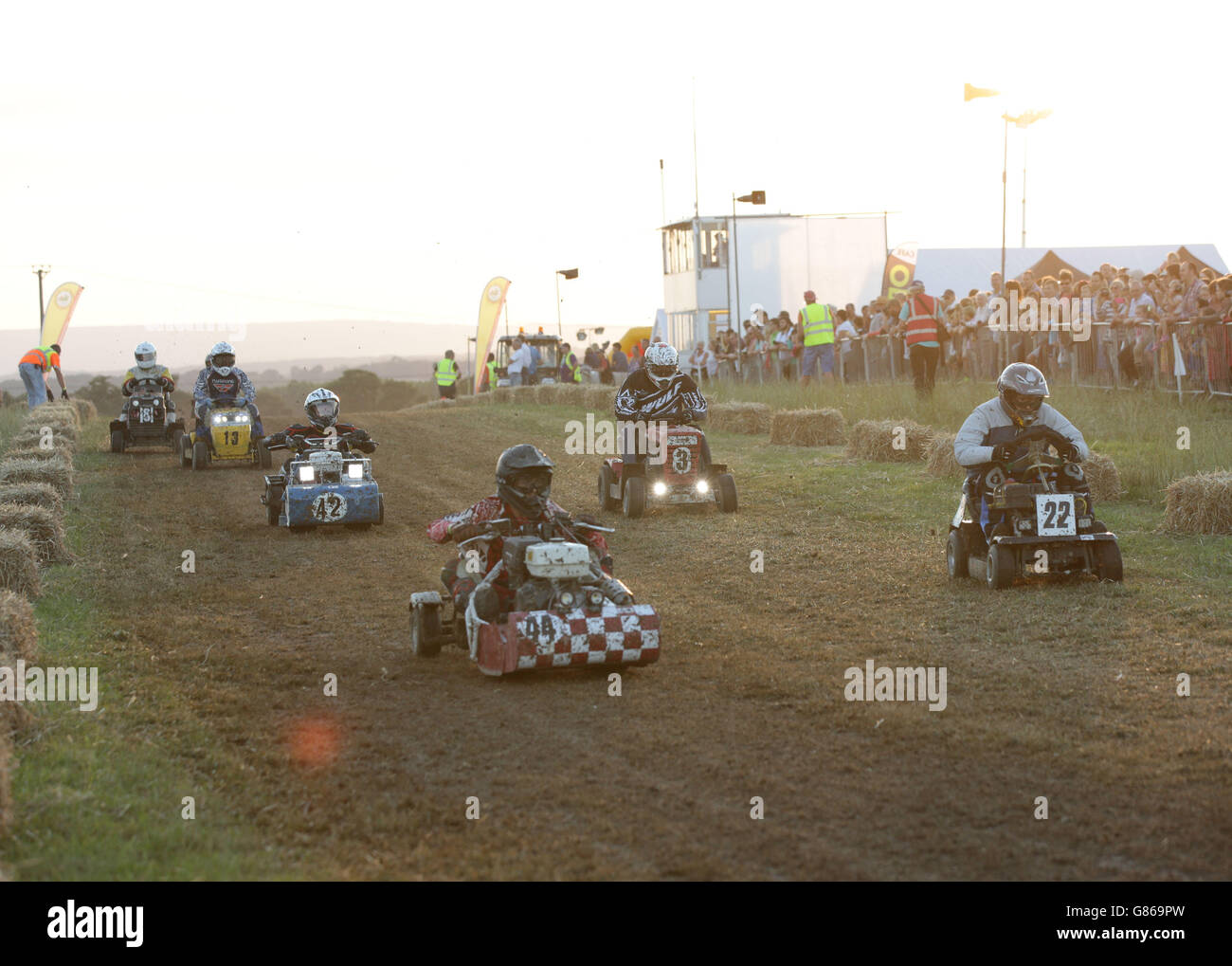 Drivers on their lawnmowers during the BLMRA 12 Hour Lawn Mower Race ...
