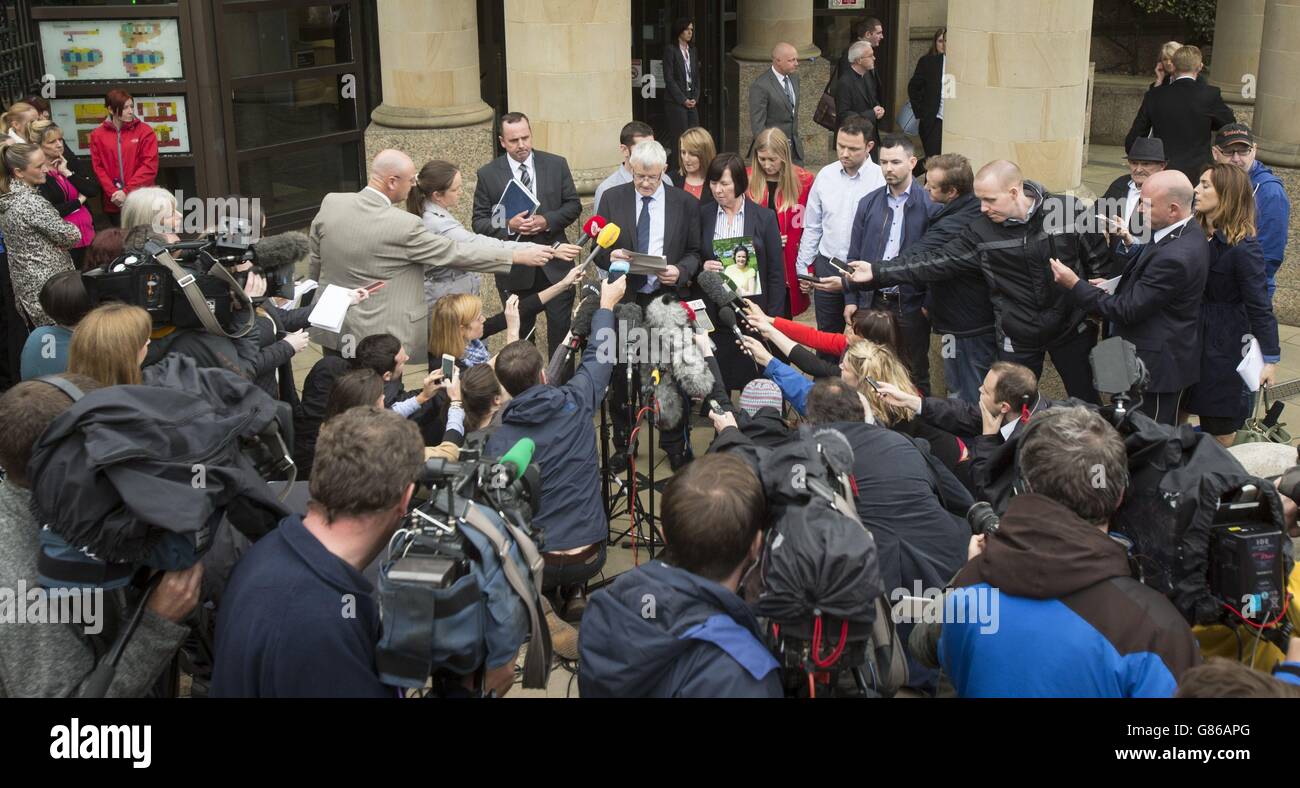 John Buckley makes statement with his wife Marian Buckley, outside ...