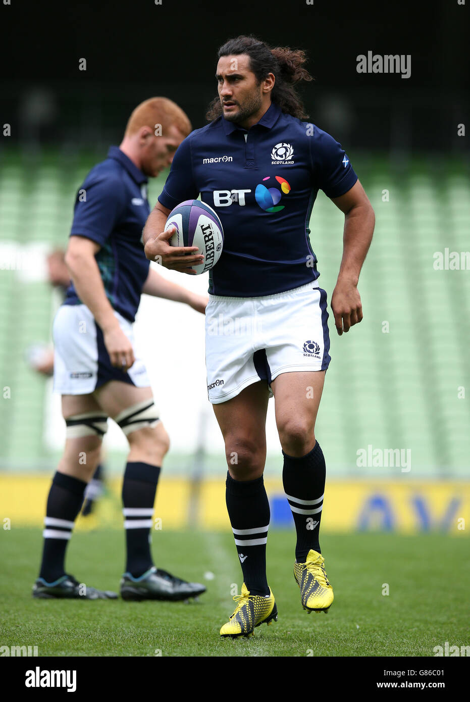 Scotland's Blair Cowan during the captain's run at the Aviva Stadium ...