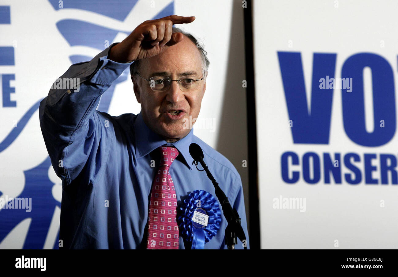 Conservative leader Michael Howard makes a speech during a party rally ...