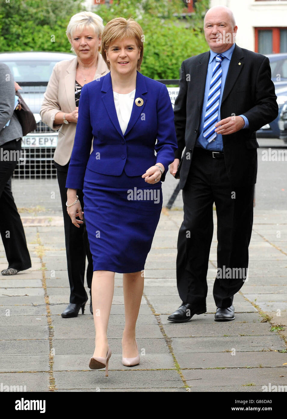 First Minister Nicola Sturgeon arrives for her visit to Cloverstone ...