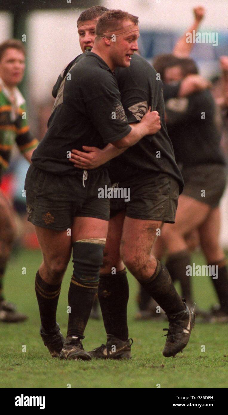 Will Green (L) celebrates with his team mate, both Wasps Stock Photo ...