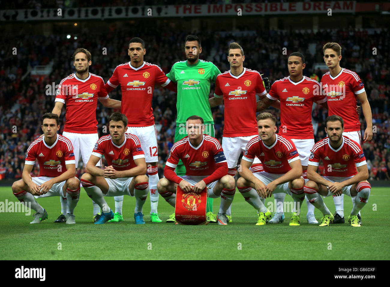 Manchester United team group (top row left to right) Daley Blind, Chris ...