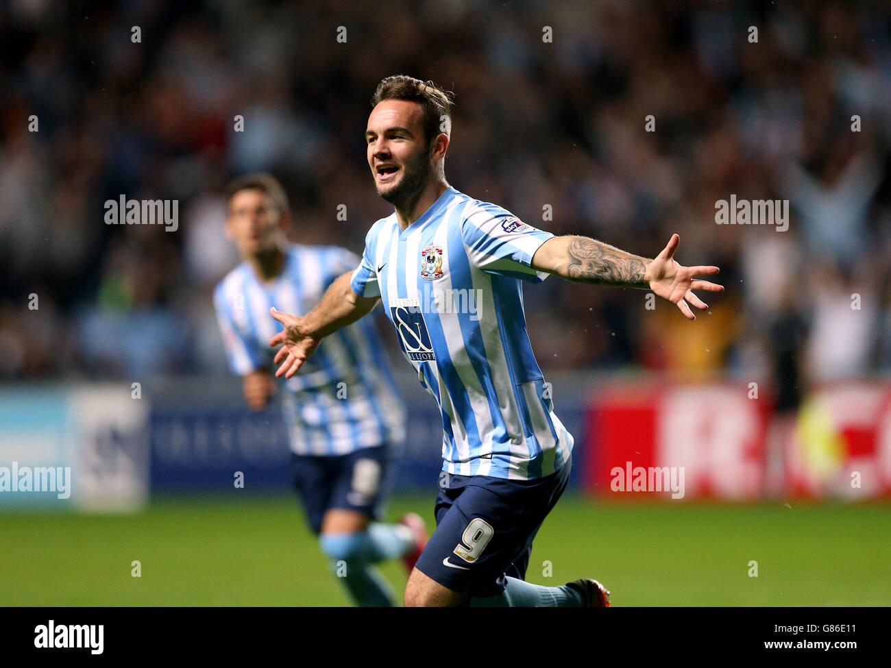 Coventry City's Adam Armstrong celebrates scoring his side's second ...