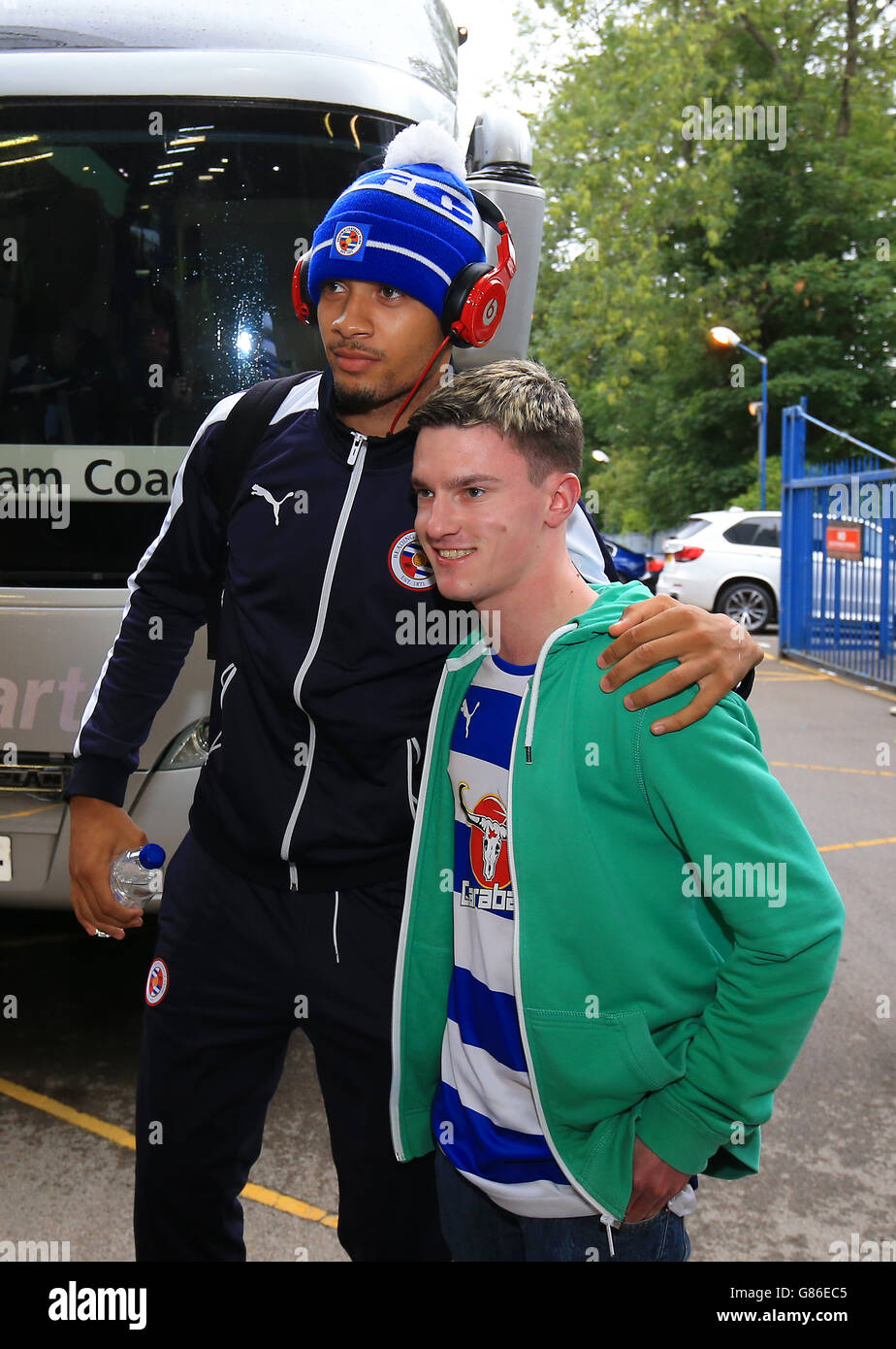 Reading's Michael Hector poses with a fan outside Hillsborough Stadium ...
