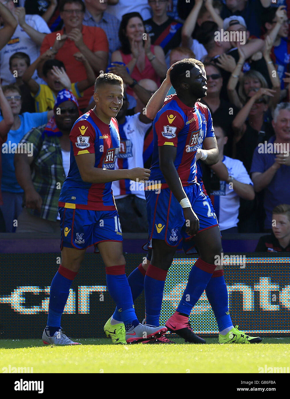 Crystal Palace's Bakary Sako (right) celebrates scoring his side's ...
