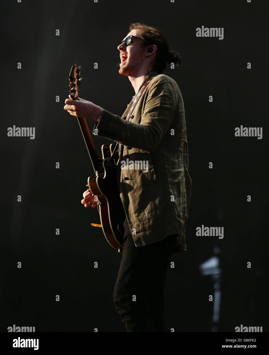Andrew Hozier-Byrne, known as Hozier, on the Virgin Media Stage, during ...