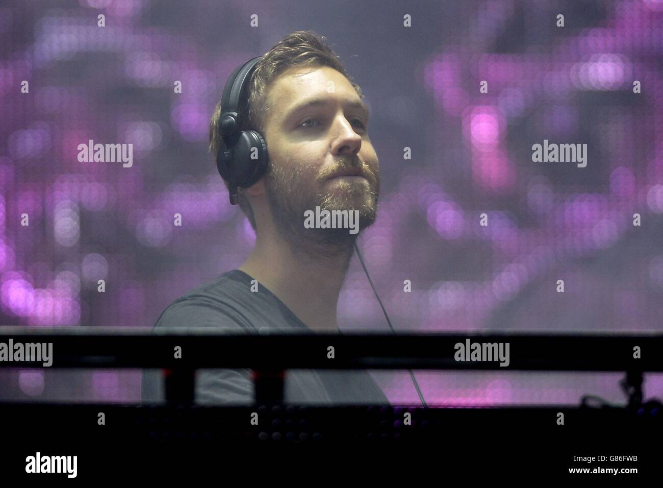 Calvin harris performing on virgin media stage day one festival hi-res ...