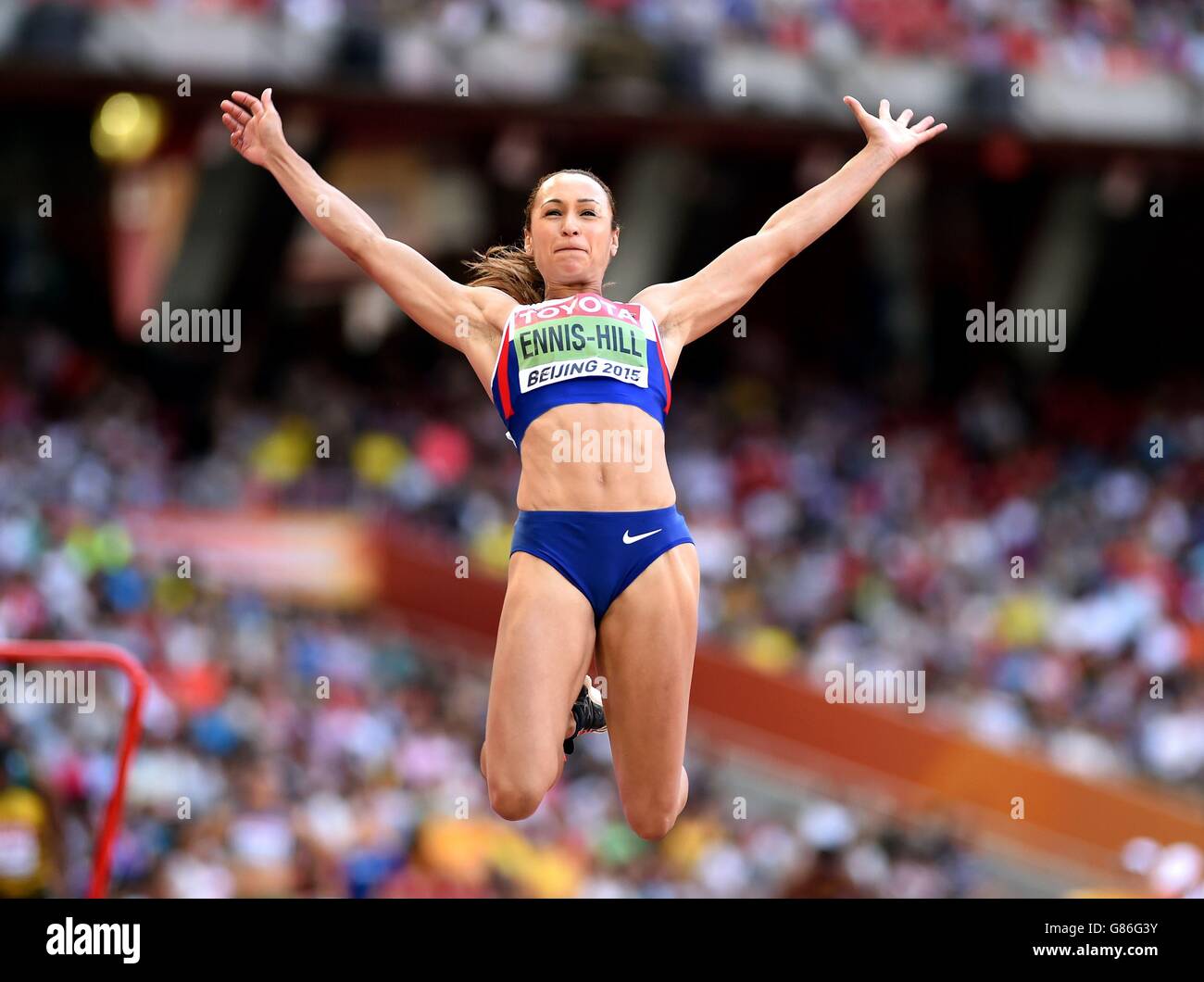 Great Britain's Jessica Ennis-Hill in the Women's Heptathlon Long Jump ...