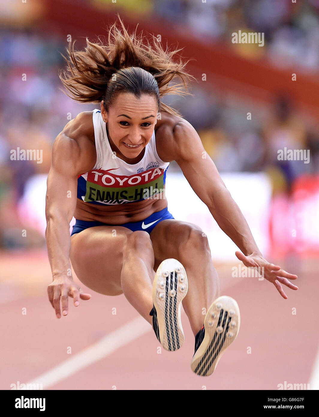 Great Britain's Jessica Ennis-Hill in the Women's Heptathlon Long Jump ...