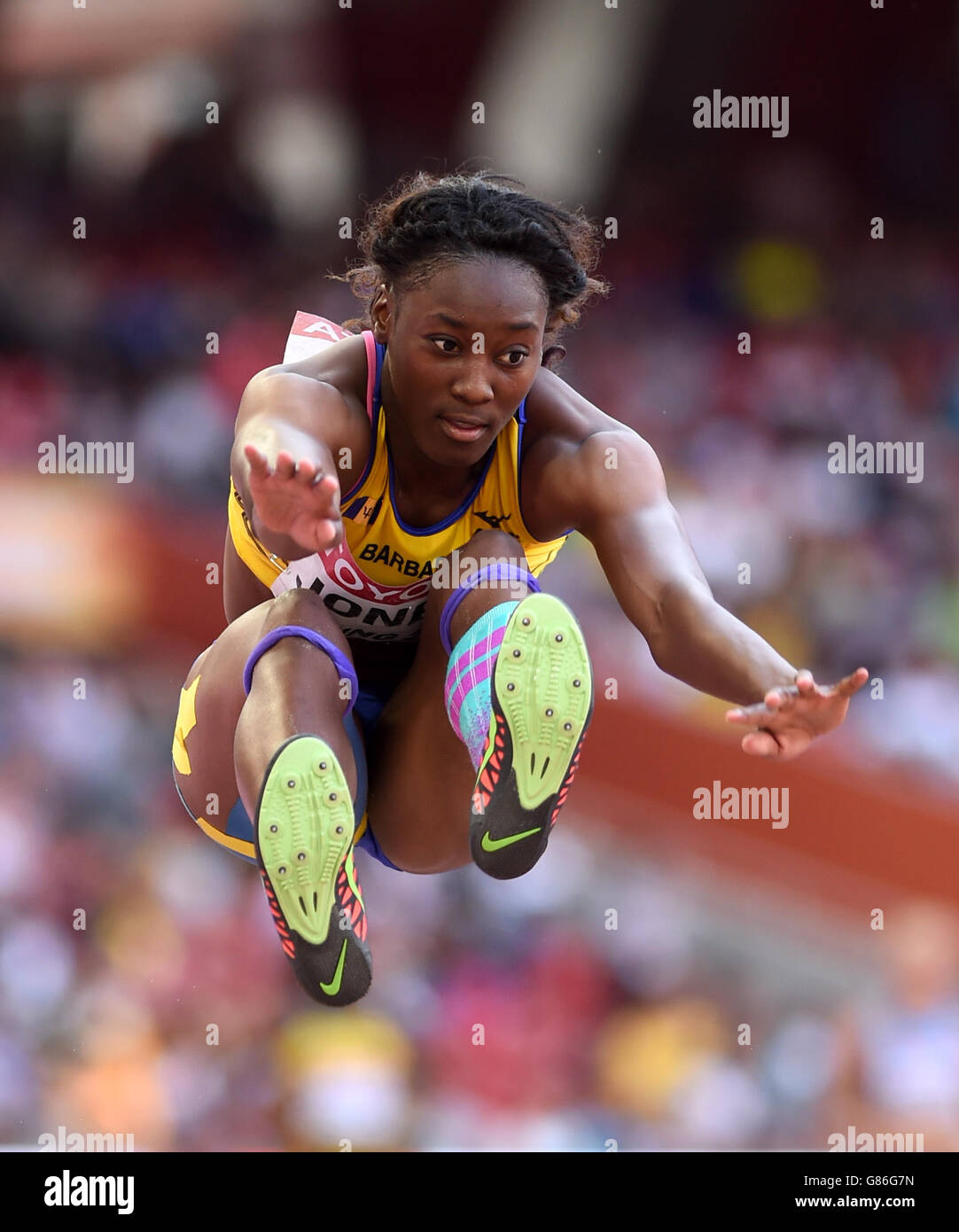 Barbados akela jones in womens heptathlon long jump hi-res stock ...