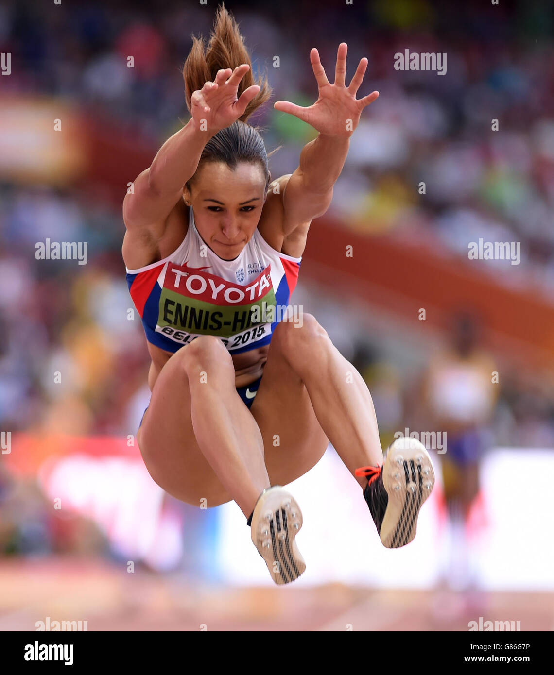 Great Britain's Jessica Ennis-Hill in the Women's Heptathlon Long Jump ...