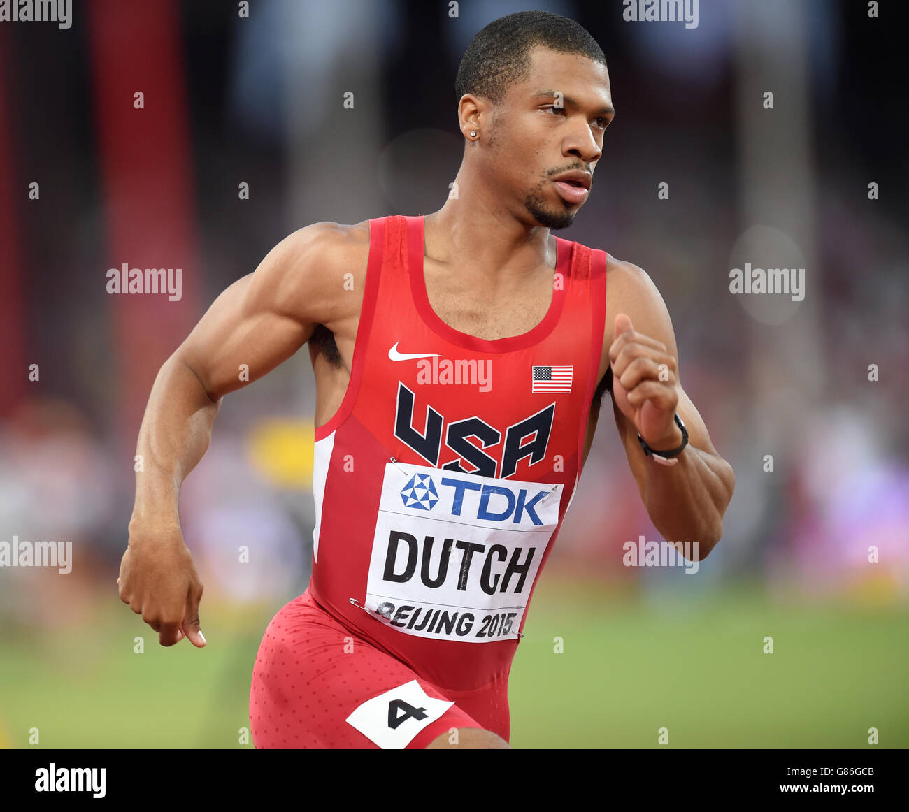 USA's Johnny Dutch competes in the Men's 400 Metres Hurdles Heat 2 ...