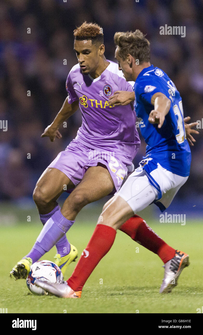 Reading's Nick Blackman in action against Portsmouth's Brandon ...