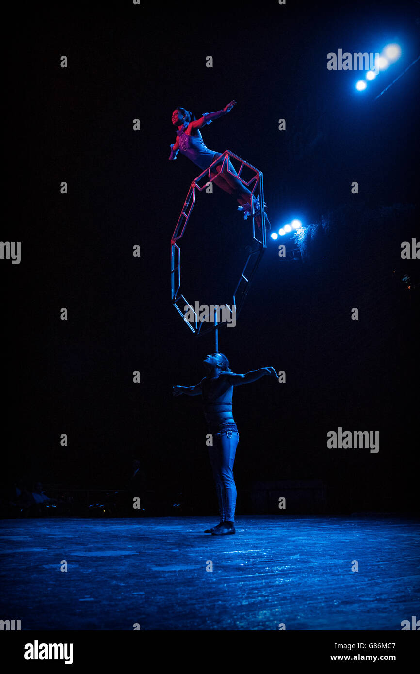 Acrobats performing in The Tropicana show in Havana, Cuba Stock Photo ...