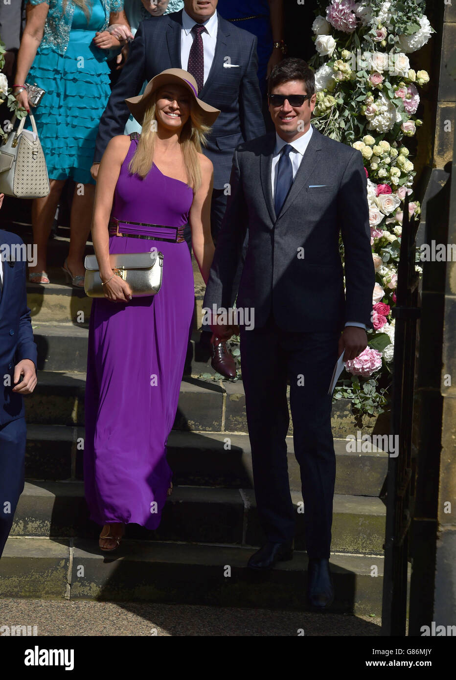 Tess Daly and Vernon Kay (right) after the wedding of Declan Donnelly ...