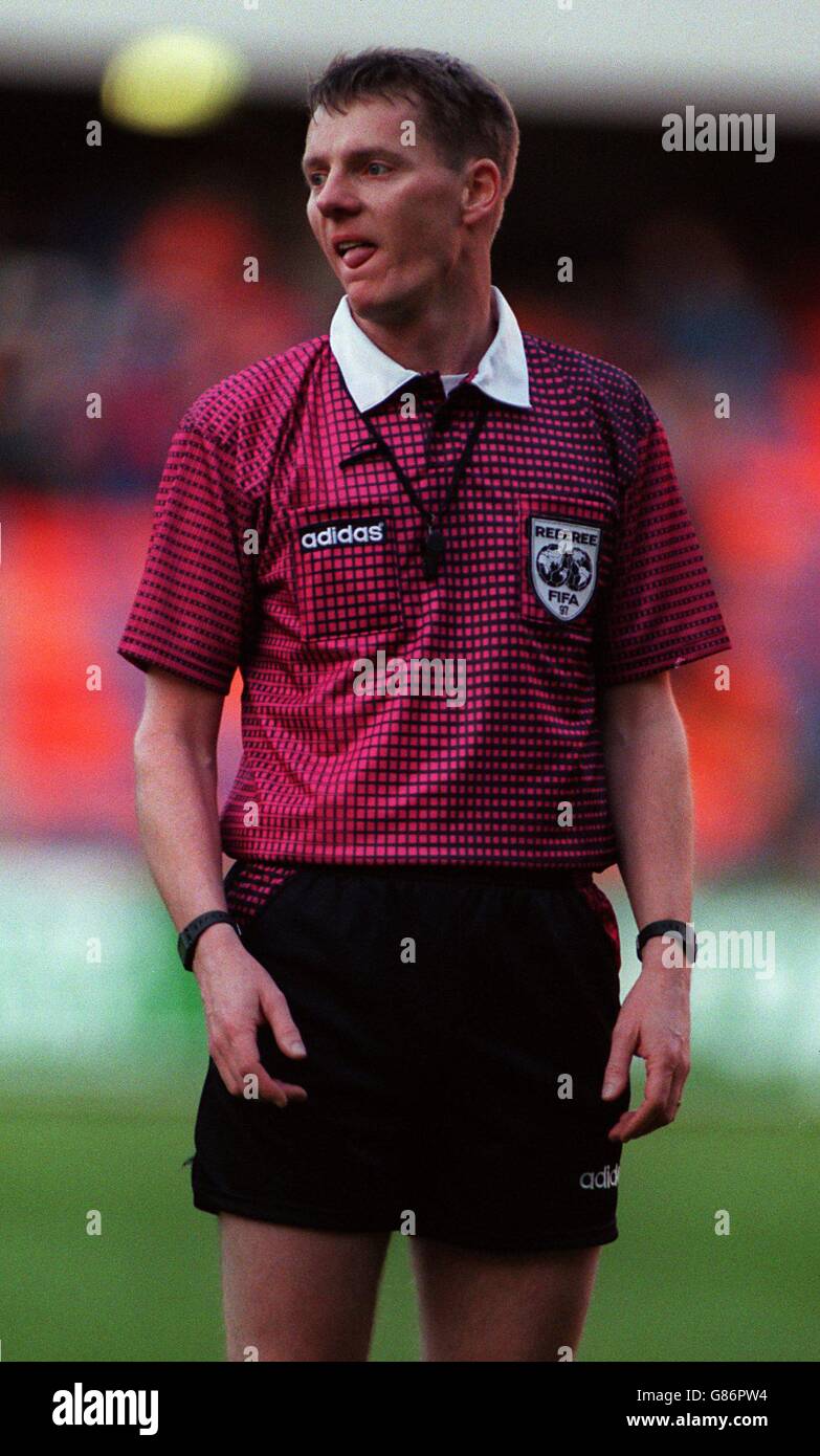 International Soccer - Sweden v Poland. Referee Mr Kenny Clark Stock ...