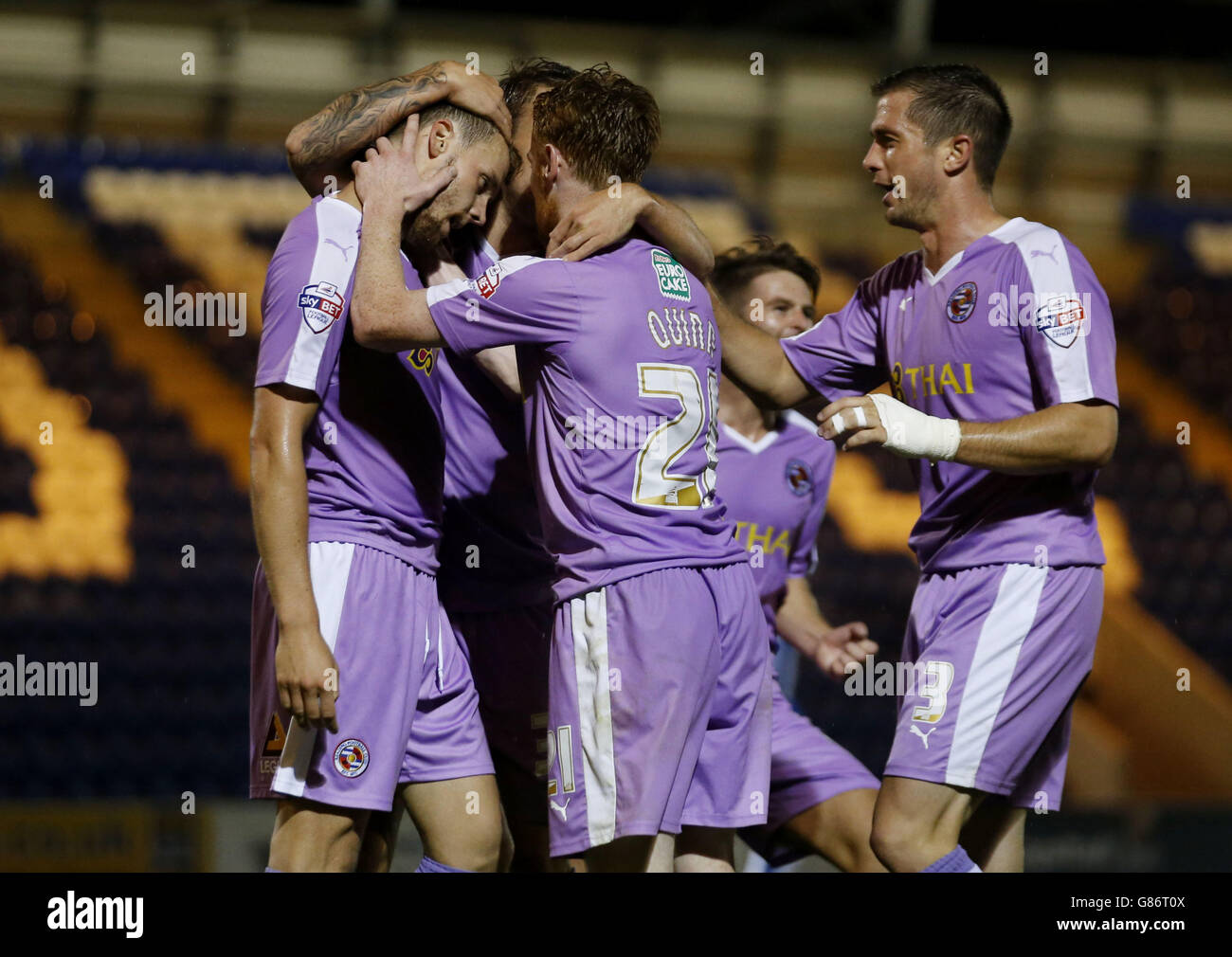 Reading's Chris Gunter celebrates scoring their first goal with ...