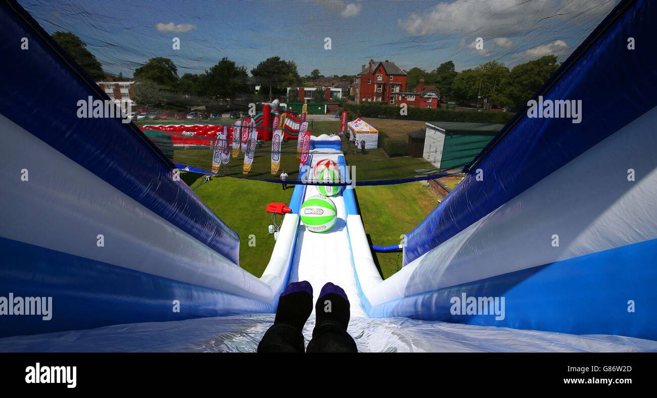 Europe's largest inflatable slide is unveiled at Liverpool Cricket club ...