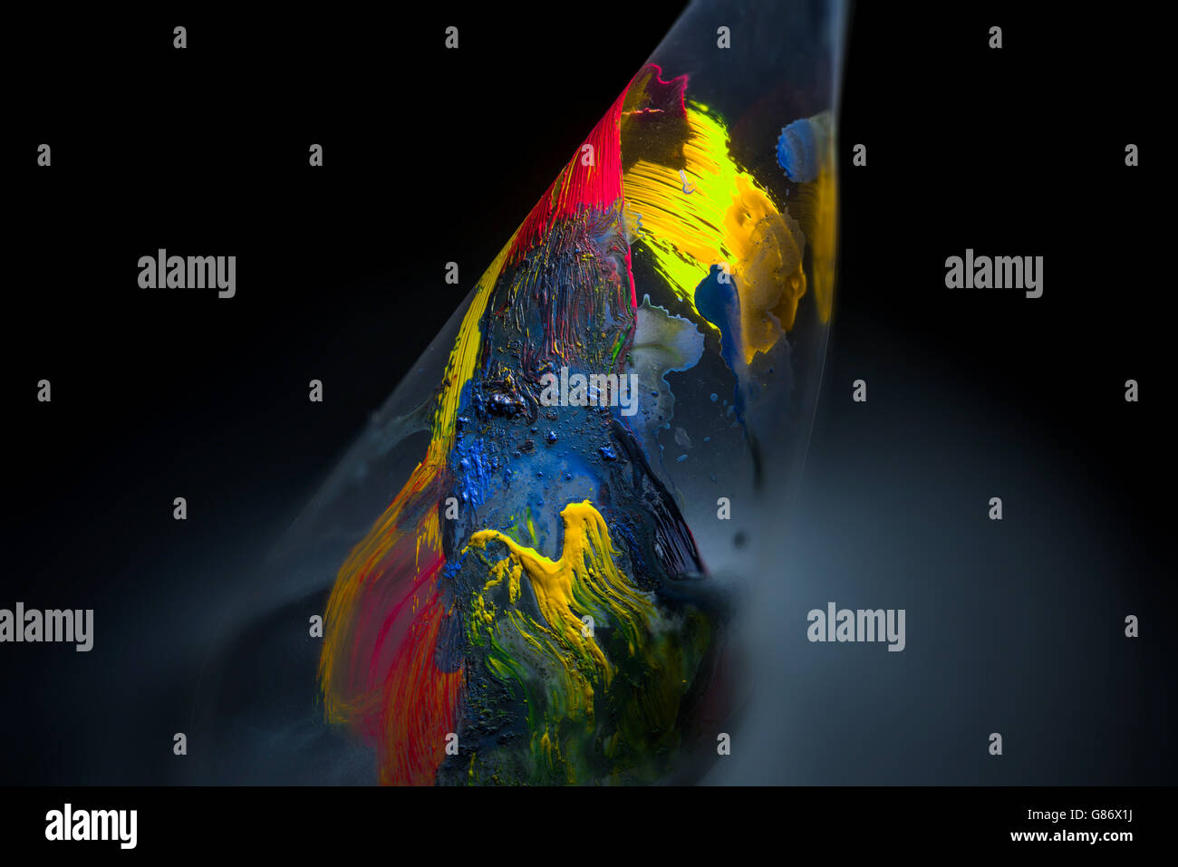 Transparent cellulose acetate sheet with multi coloured acrylic paints ...