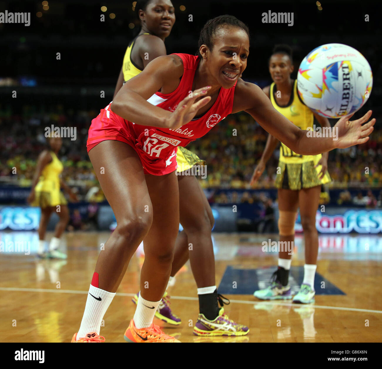 England's Pamela Cookey stretches out for a pass during the 2015 ...