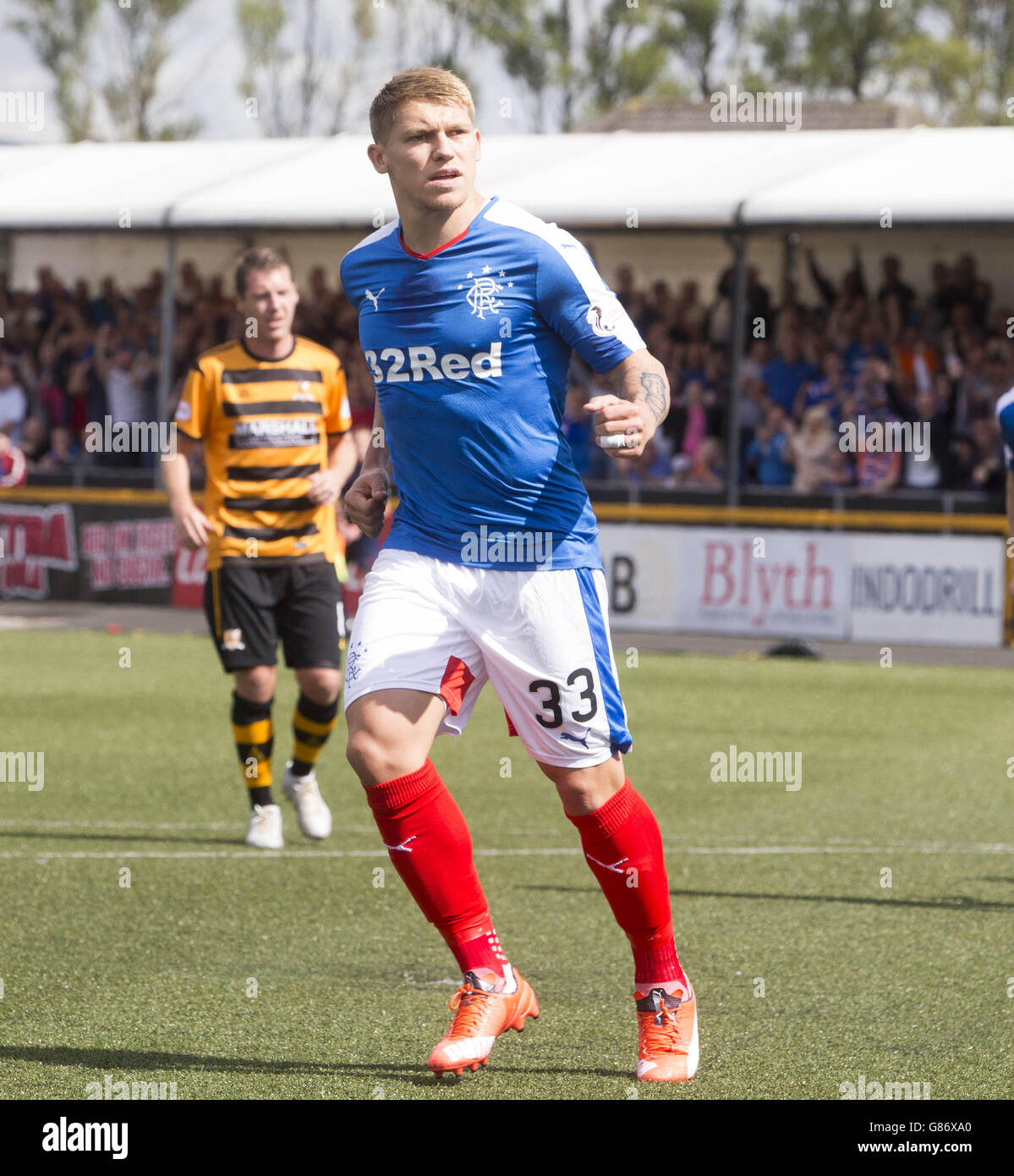 Rangers' Martyn Waghorn celebrates scoring his side's second goal of ...