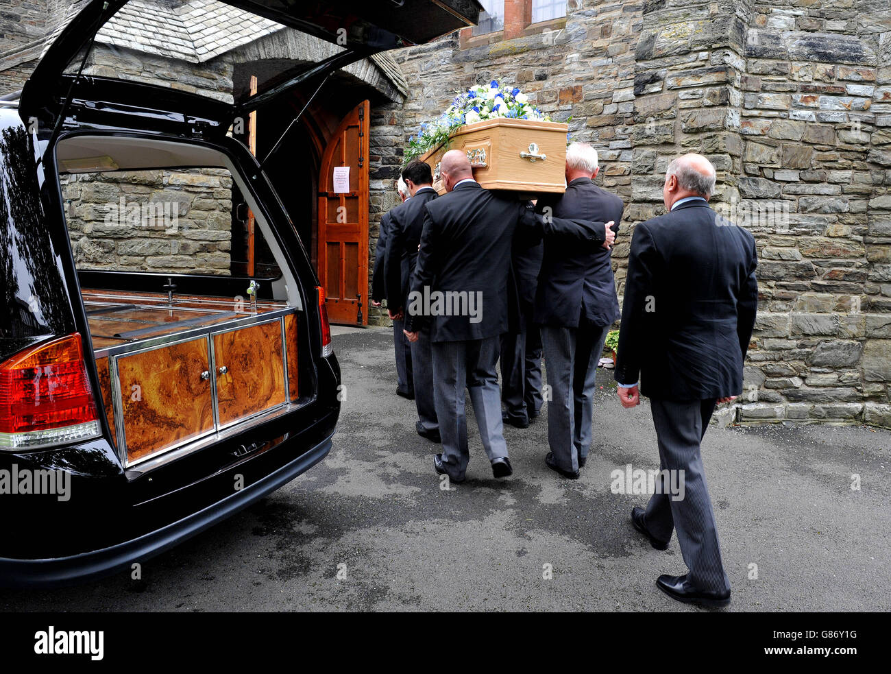 The coffin of former Apprentice star Stuart Baggs, who died of an ...