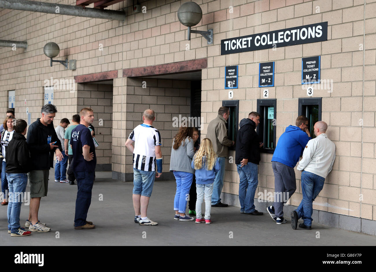 Fans queue at ticket collection point outside st james park hi-res ...