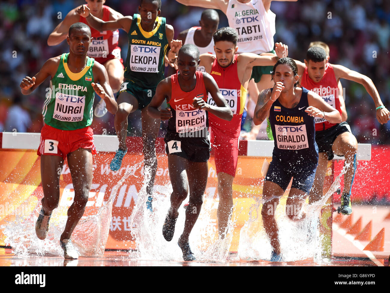 Kenya's Jairus Kipchoge Birech (centre) competes in the Men's 3000m ...